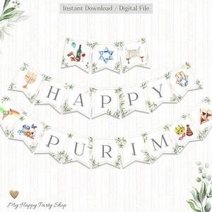 Purim Banner, PRINTABLE, Happy Purim Banner, Jewish Holiday, Purim ...