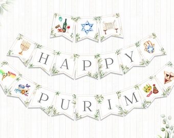 Purim Banner, PRINTABLE, Happy Purim Banner, Jewish Holiday, Purim ...