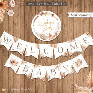 It's a Girl Banner, PRINTABLE, Boho Baby Shower Banner, Pampas Grass ...