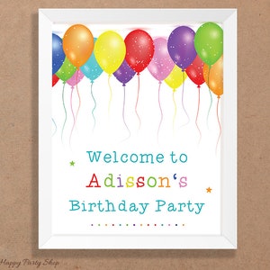 Balloons Happy Birthday Banner, PRINTABLE, Balloons Party Decor ...