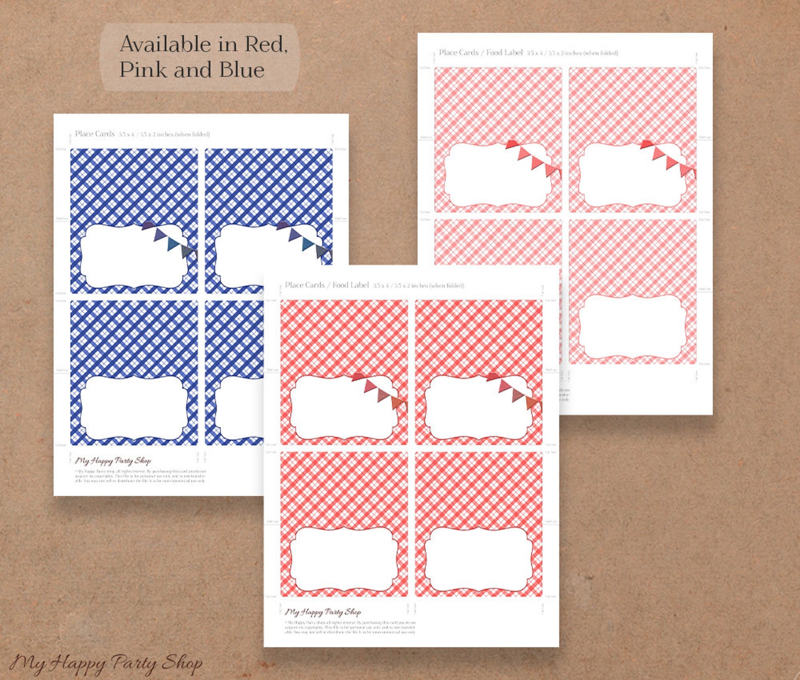 Pink Gingham Buffet Cards, PRINTABLE, Picnic Food Label, BBQ Place ...