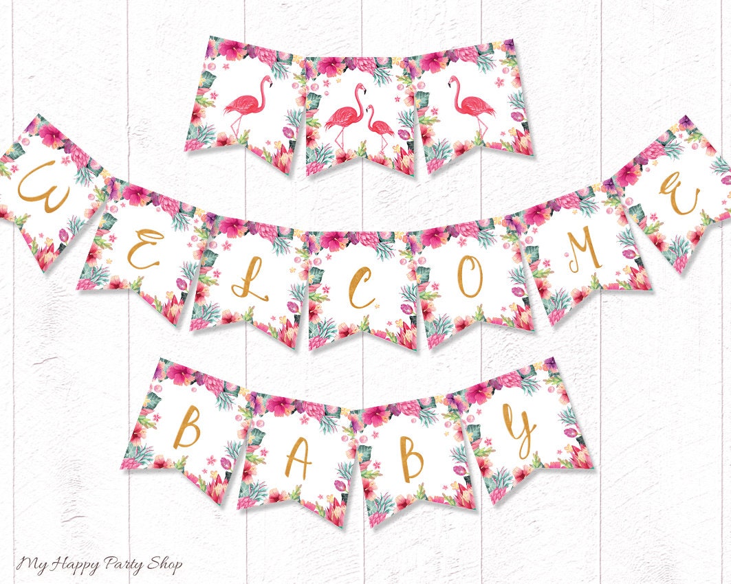 Tropical Favor Tags PRINTABLE Flamingo Favor Tags Tropical | Etsy