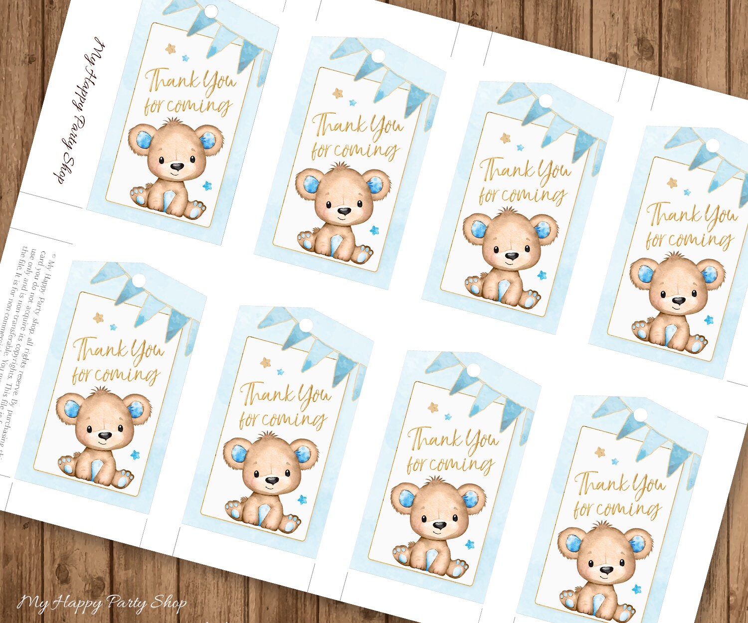 Teddy Bear Favor Tags PRINTABLE Cute Bear Tags Baby Shower | Etsy