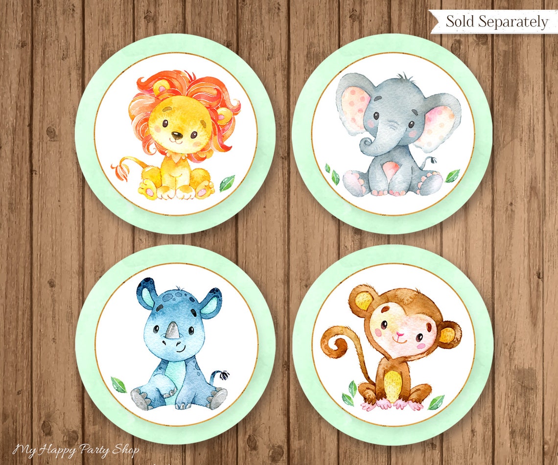 Safari Animals Water Bottle Labels PRINTABLE Jungle Baby | Etsy