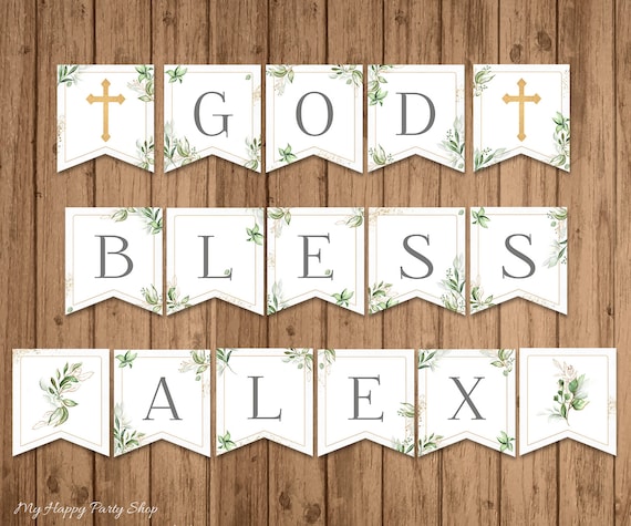 God Bless Banner PRINTABLE Custom Banner DIY Baptism - Etsy