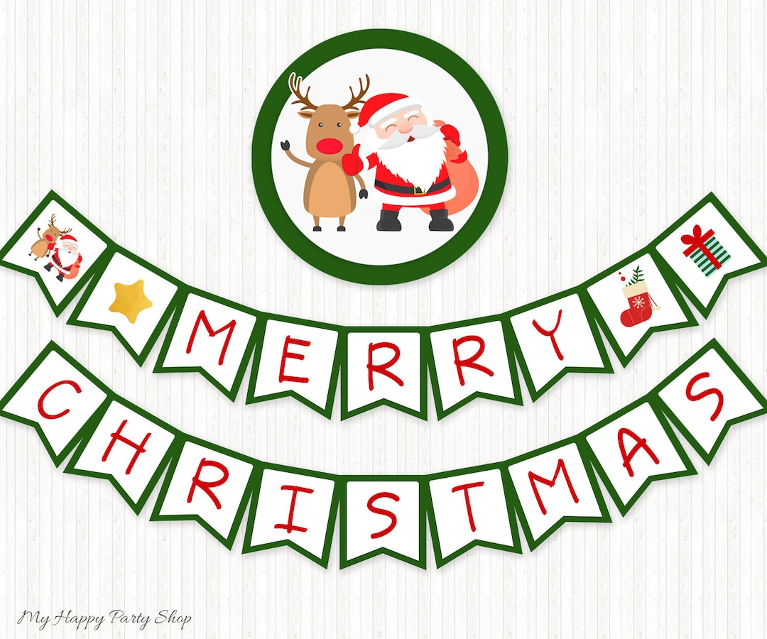 Christmas Banner, PRINTABLE, Merry Christmas Banner, Christmas Party ...