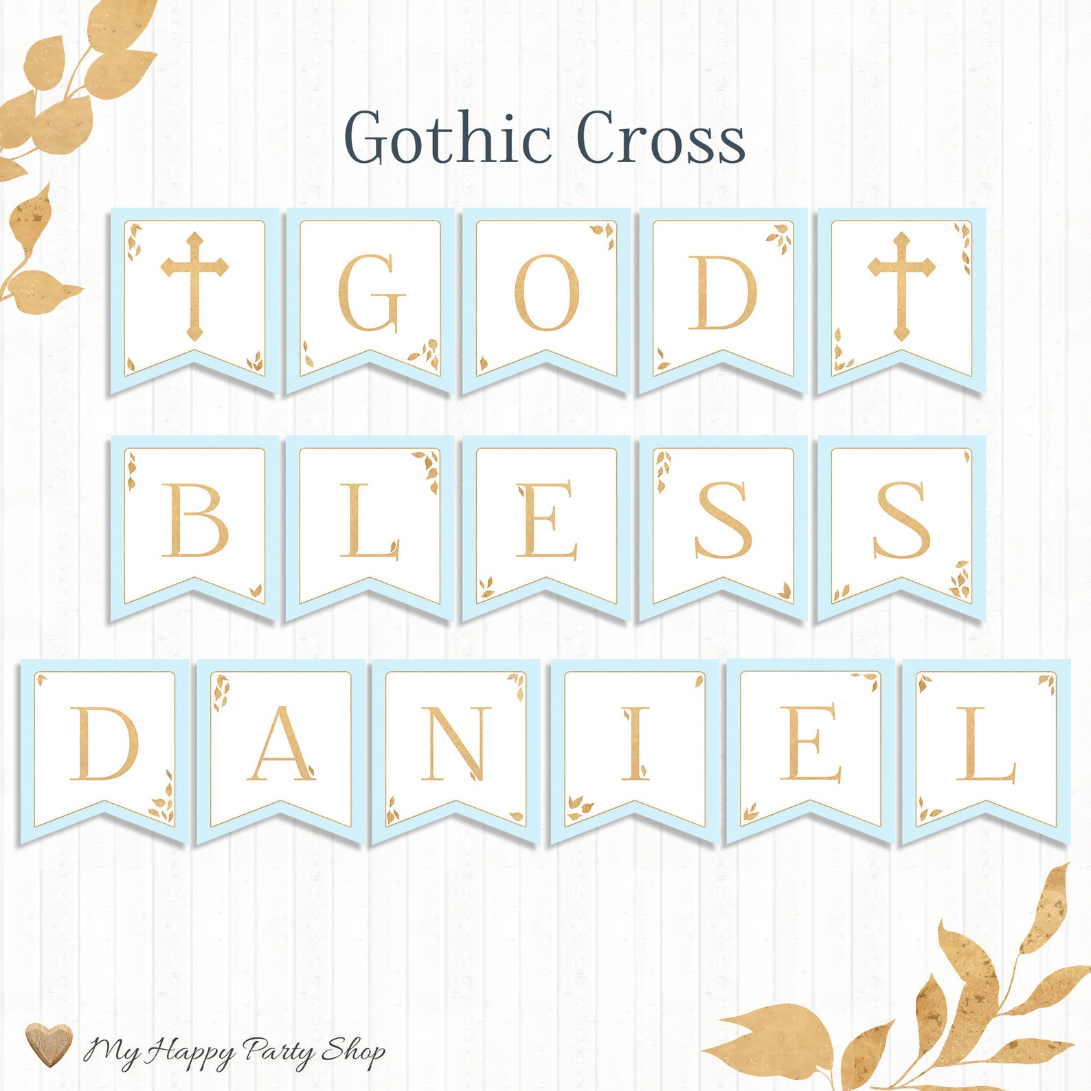 Blue God Bless Banner PRINTABLE Custom Banner DIY Baptism - Etsy