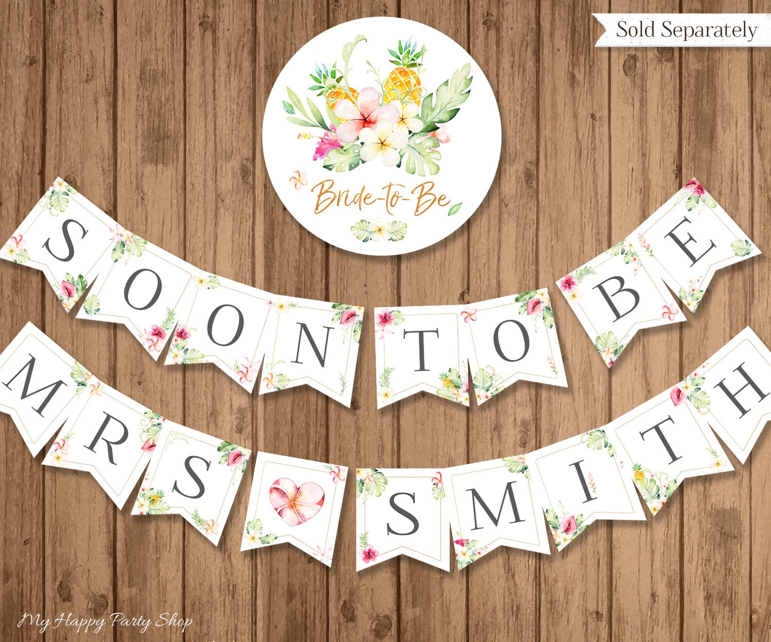 Tropical Happy Birthday Banner PRINTABLE Floral Birthday - Etsy