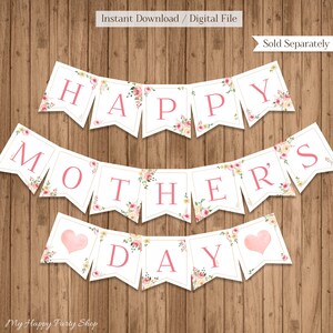 Mothers Day Banner, PRINTABLE, Roses Banner, Mom Birthday, We Love You ...