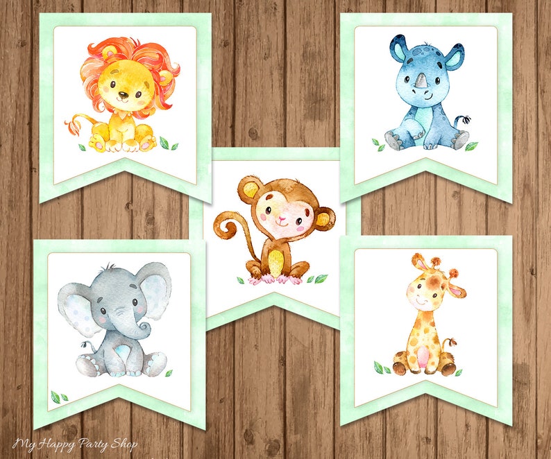 Its About to Get Wild Banner PRINTABLE Safari Animals | Etsy