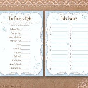 Blue Baby Shower Game Set, PRINTABLE, Blue Baby Package. Boy Shower ...
