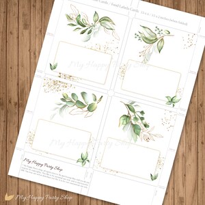 Greenery Place Cards: Printable Food Label, Editable (digital Download ...