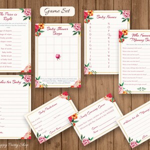 Floral Baby Shower Games Set, PRINTABLE, Watercolor Floral Shower ...