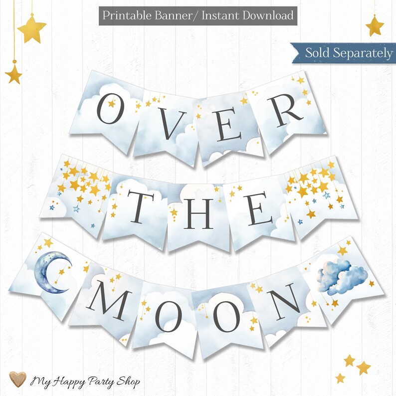 Twinkle Star Blue Banner | Printable Baby Shower or Birthday Garland ...