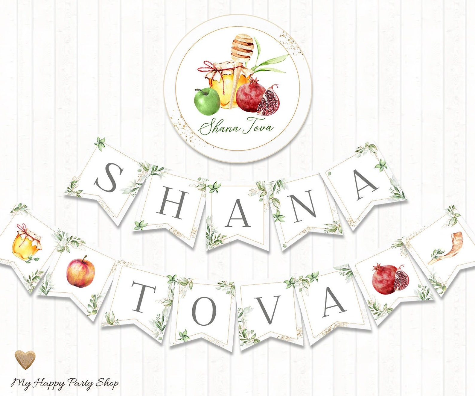 Shana Tova Banner. PRINTABLE, Rosh Hashanah Decor, Jewish New Year ...
