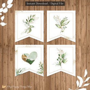 Happy New Year Banner, Party Printable, New Year Bunting, Greenery ...