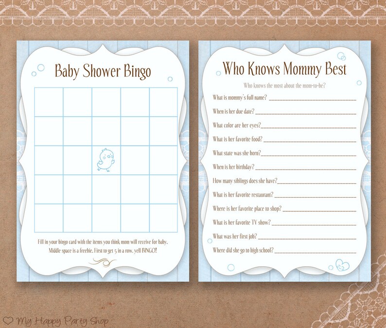 Blue Baby Shower Game Set PRINTABLE Blue Baby Package. Boy - Etsy