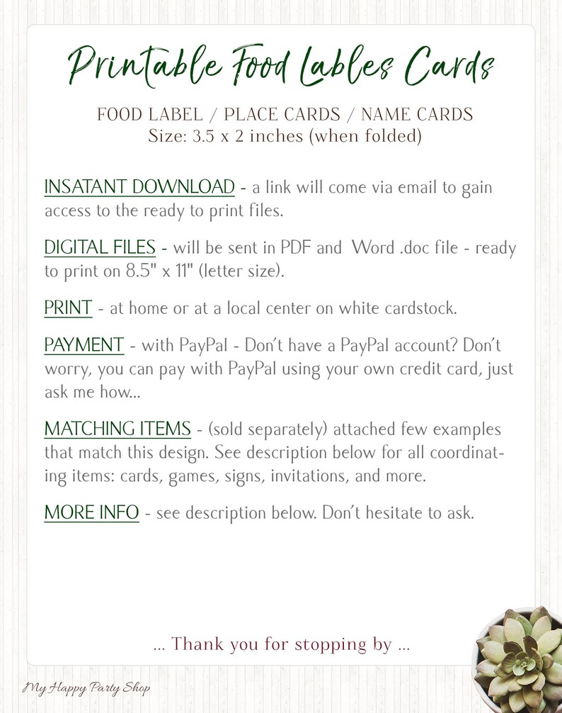 Blue Barbecue Buffet Cards PRINTABLE Picnic Food Label BBQ | Etsy