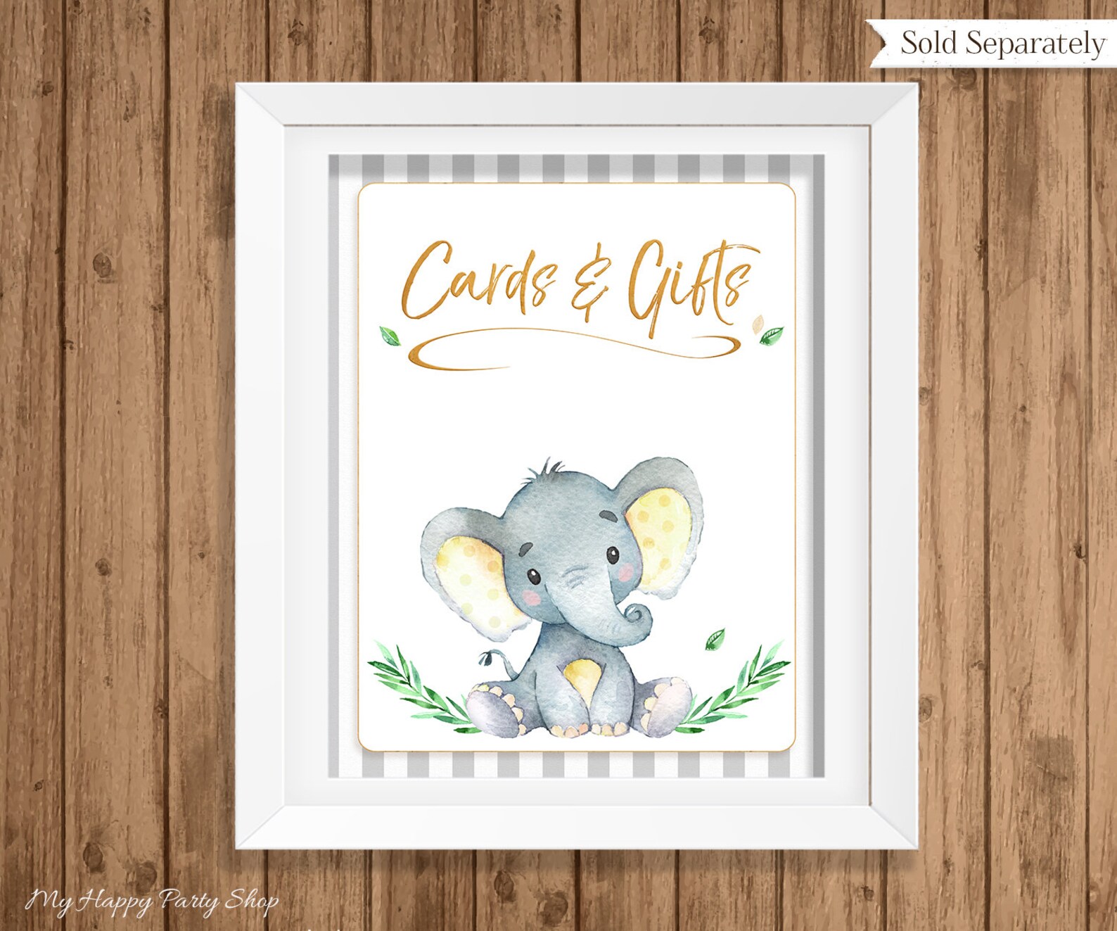 Yellow Elephant Bookplate PRINTABLE Elephant Baby Shower | Etsy