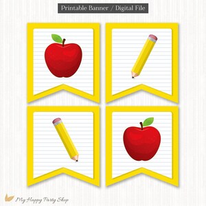 Good Luck Banner, PRINTABLE, Back to School Banner, School Party, Apple ...