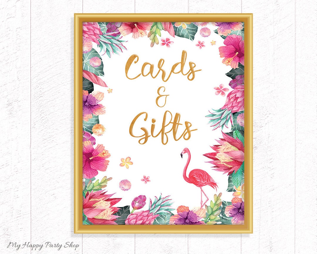 Flamingo Gift Table Sign, PRINTABLE, Tropical Printable Cards & Gifts ...