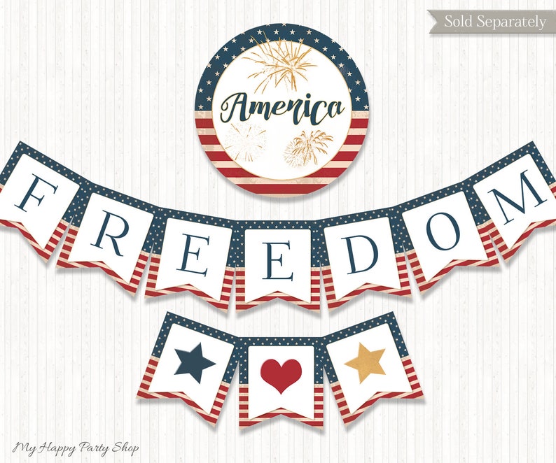 God Bless America Banner Printable 4th of July Banner Red - Etsy