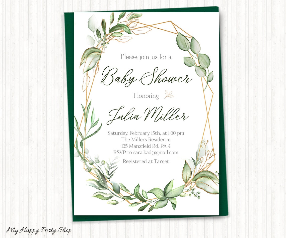 Greenery Baby Shower Invitation Set PRINTABLE Gender - Etsy