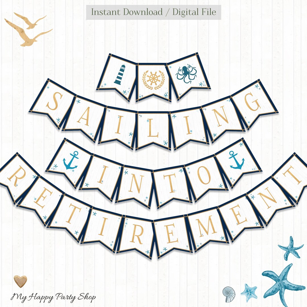 Sailing Retirement Banner | Printable | Nautical Theme | Retirement ...