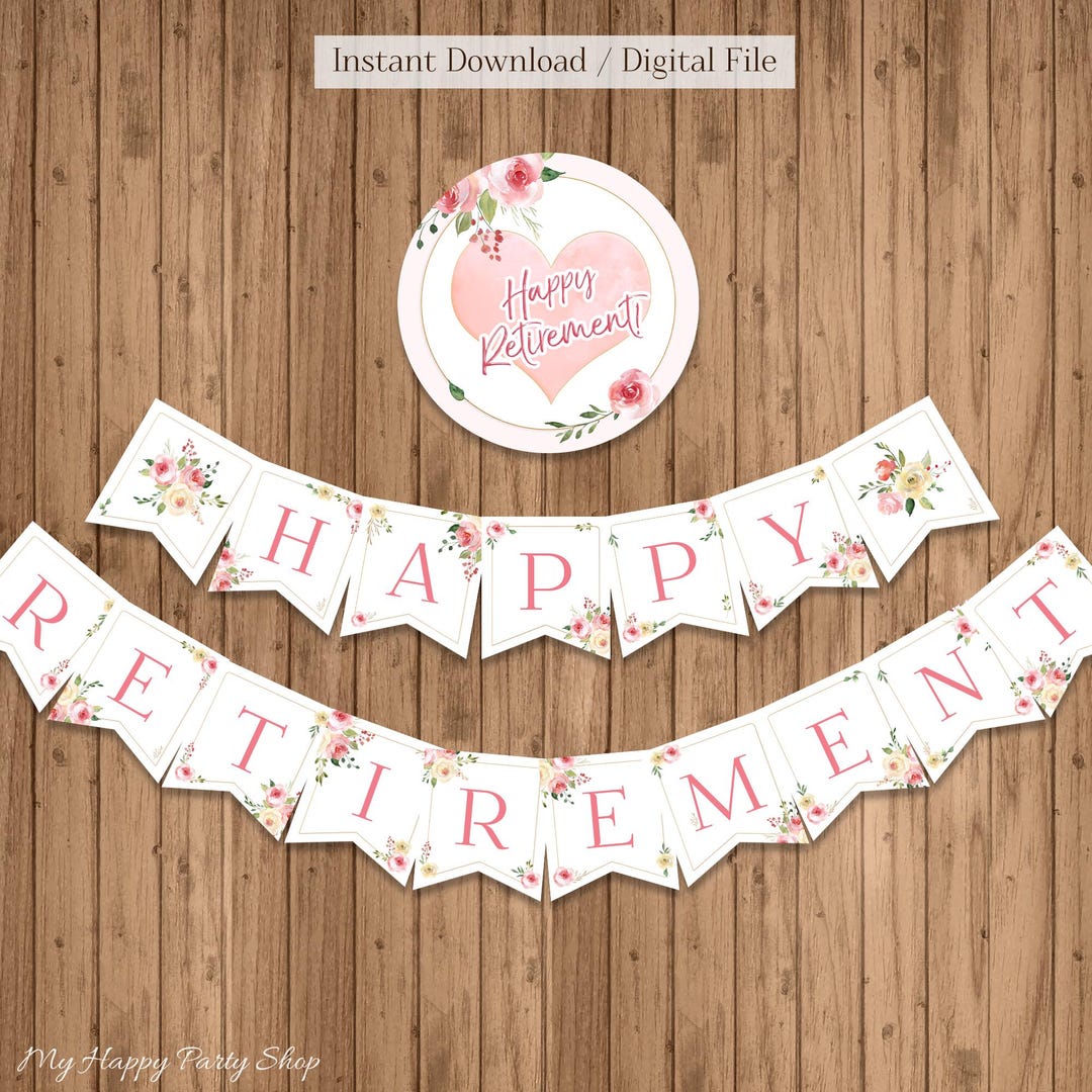 Retirement Banner, PRINTABLE, Happy Retirement, Retirement Party Decor ...