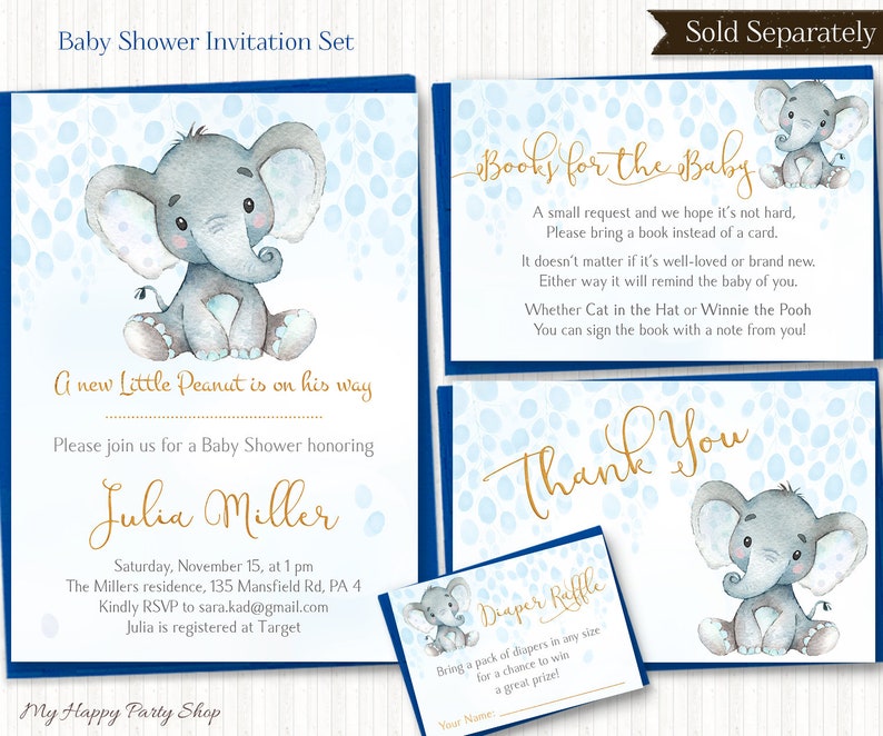 Elephant Favor Tags PRINTABLE Blue Elephant Tags Baby - Etsy