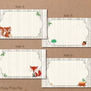 Woodland Forest Animal Buffet Cards, PRINTABLE, Food Label, Place Cards ...