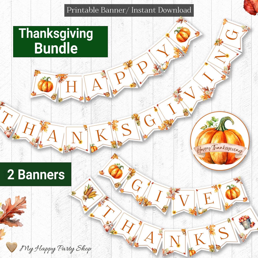 Thanksgiving Banner, PRINTABLE, Happy Thanksgiving Banner, Thanksgiving ...