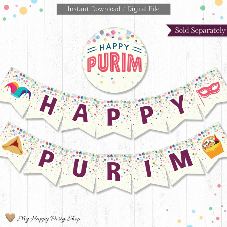 Purim Cards | Printable | Mishloach Manot | Jewish Tradition | Flat 4X6 ...