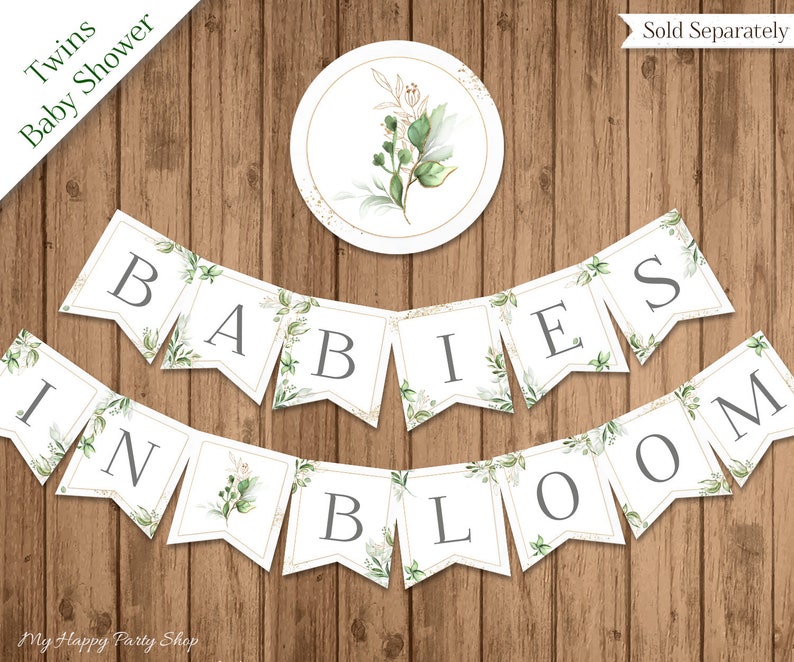 Baby in Bloom Banner, PRINTABLE, Greenery Welcome Baby, Floral Baby ...