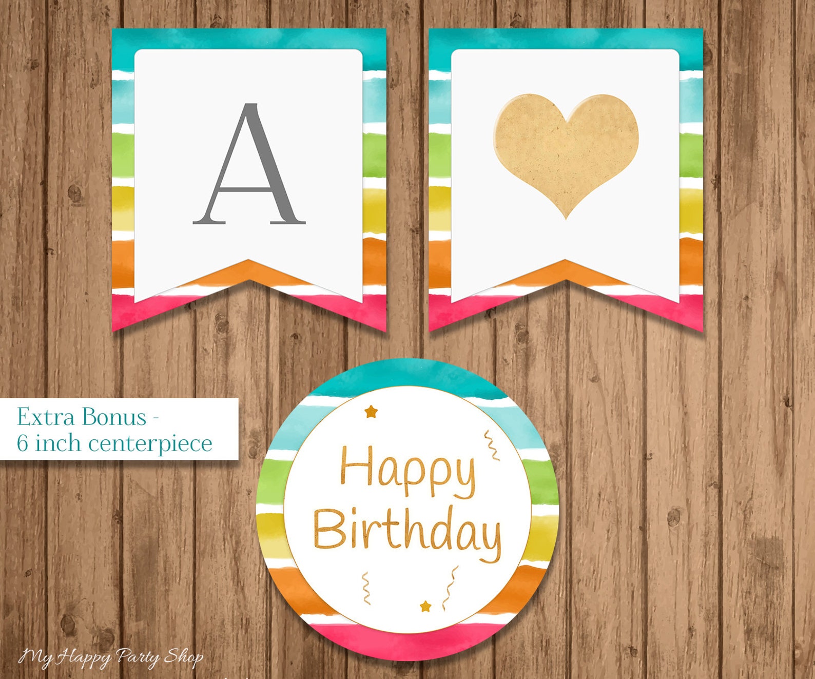 Rainbow Happy Birthday Banner PRINTABLE DIY Rainbow Banner - Etsy