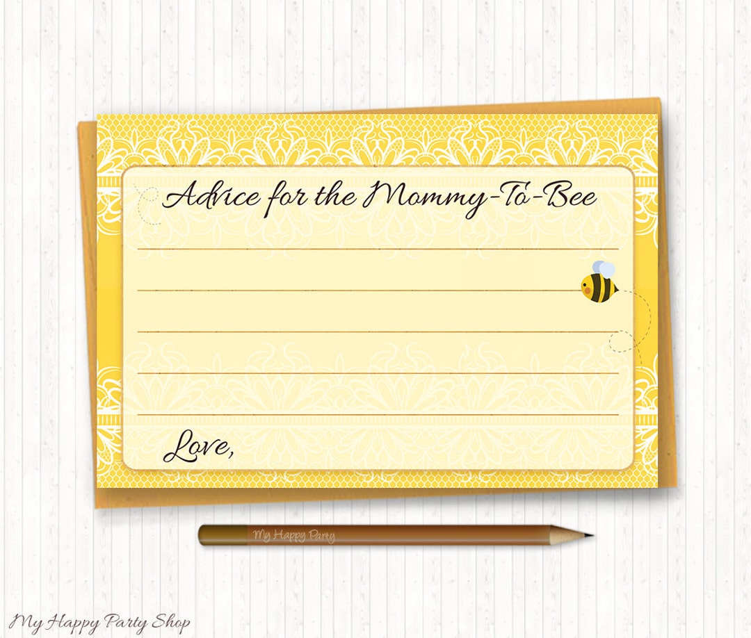 Bee Baby Shower Advice Card, PRINTABLE, Advice for the Mommy to Bee ...