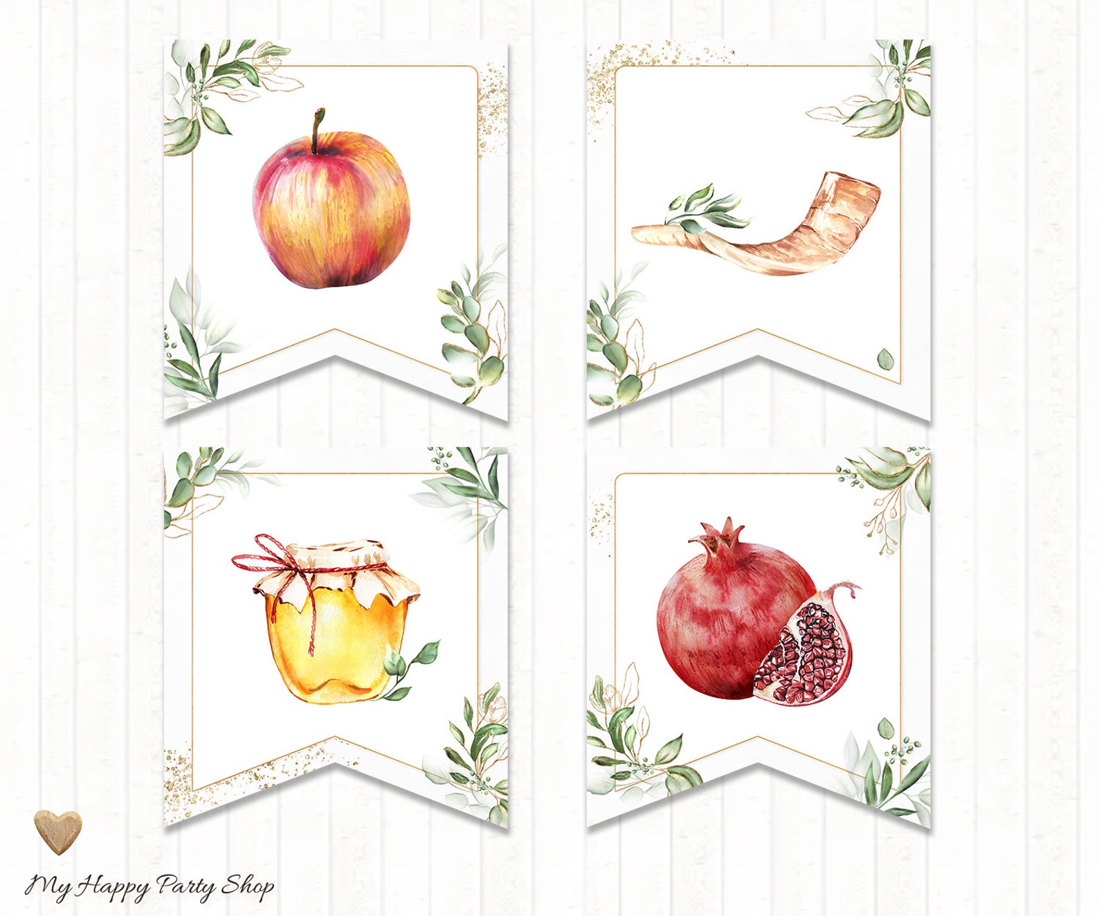 Shana Tova Banner. PRINTABLE, Rosh Hashanah Decor, Jewish New Year ...