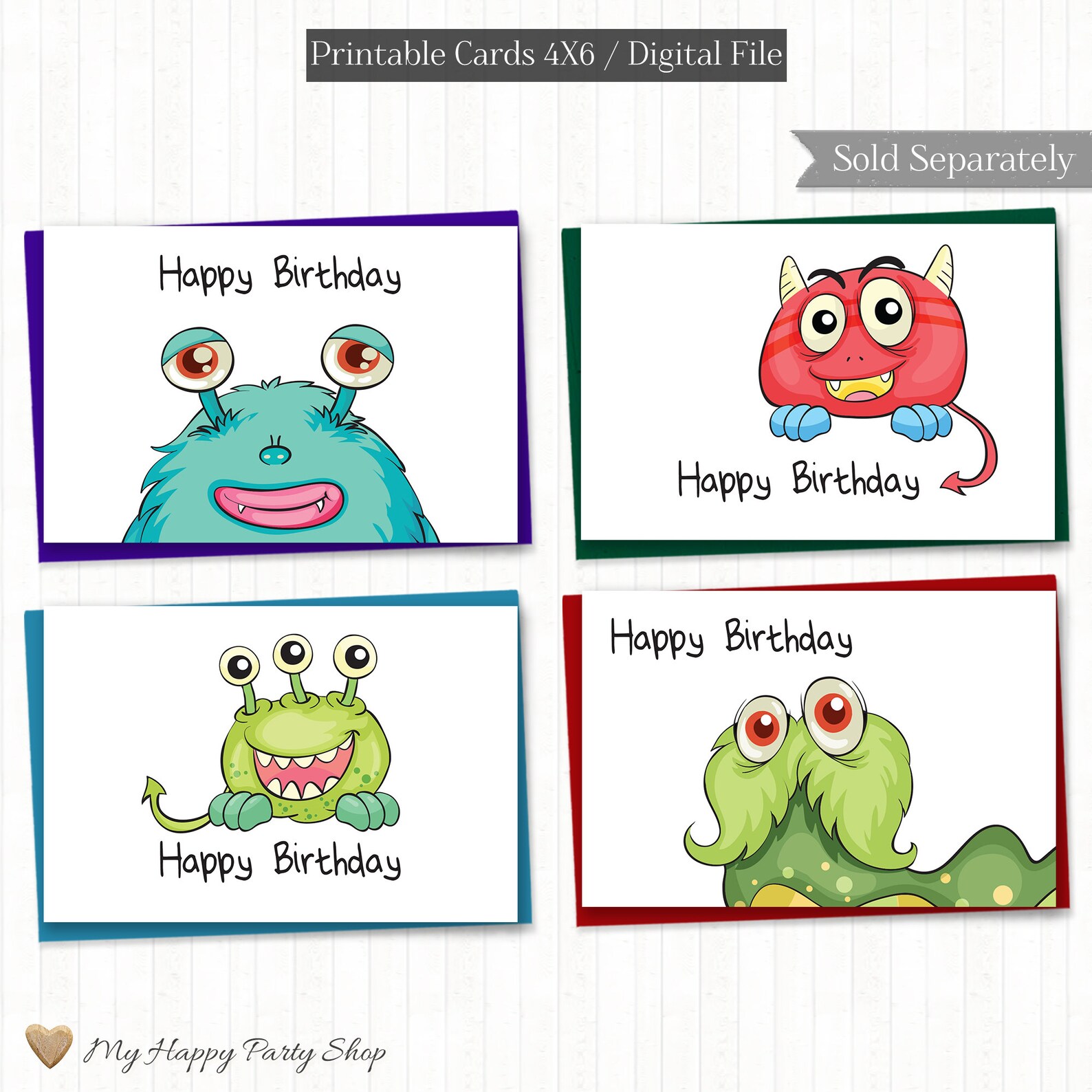 Monster Happy Birthday Banner PRINTABLE Monster Party Happy - Etsy