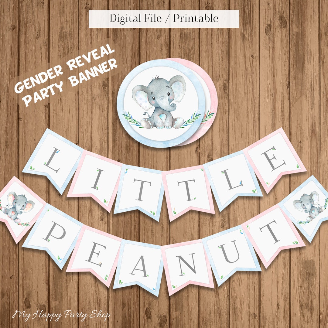 Little Peanut Banner, PRINTABLE, Gender Reveal Banner, Elephant Shower ...