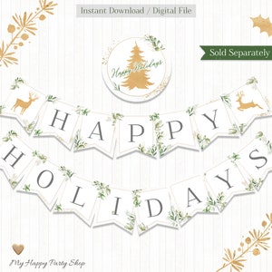 Happy New Year Banner, Party Printable, New Year Bunting, Greenery ...