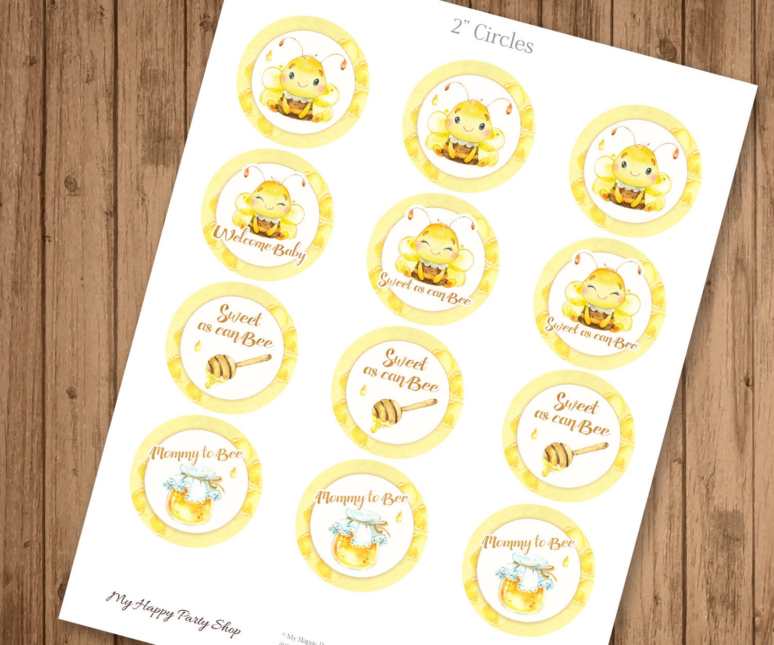 Bee Cupcake Toppers PRINTABLE 2 Inch Circles Bee Baby - Etsy