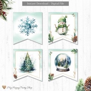 Hello Winter Banner, PRINTABLE, Welcome Winter Flag, Winter Party Decor ...