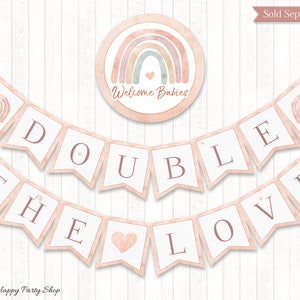 Rainbow Birthday Banner, PRINTABLE, First Birthday, Blush Rainbow. Boho ...