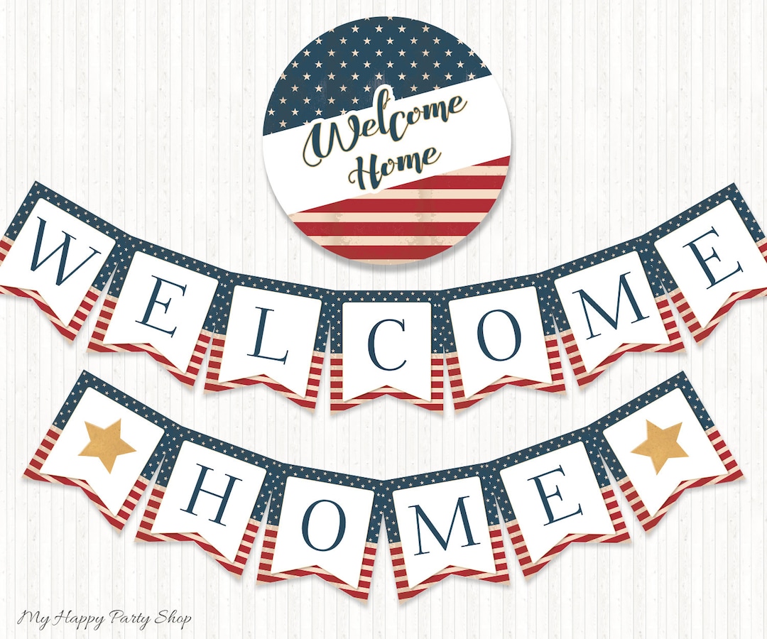 Welcome Home American Flag Banner, Printable, Military Homecoming, USA ...