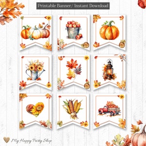 Hello Fall Banner, PRINTABLE, Welcome Fall Flag, Fall Party Decor ...