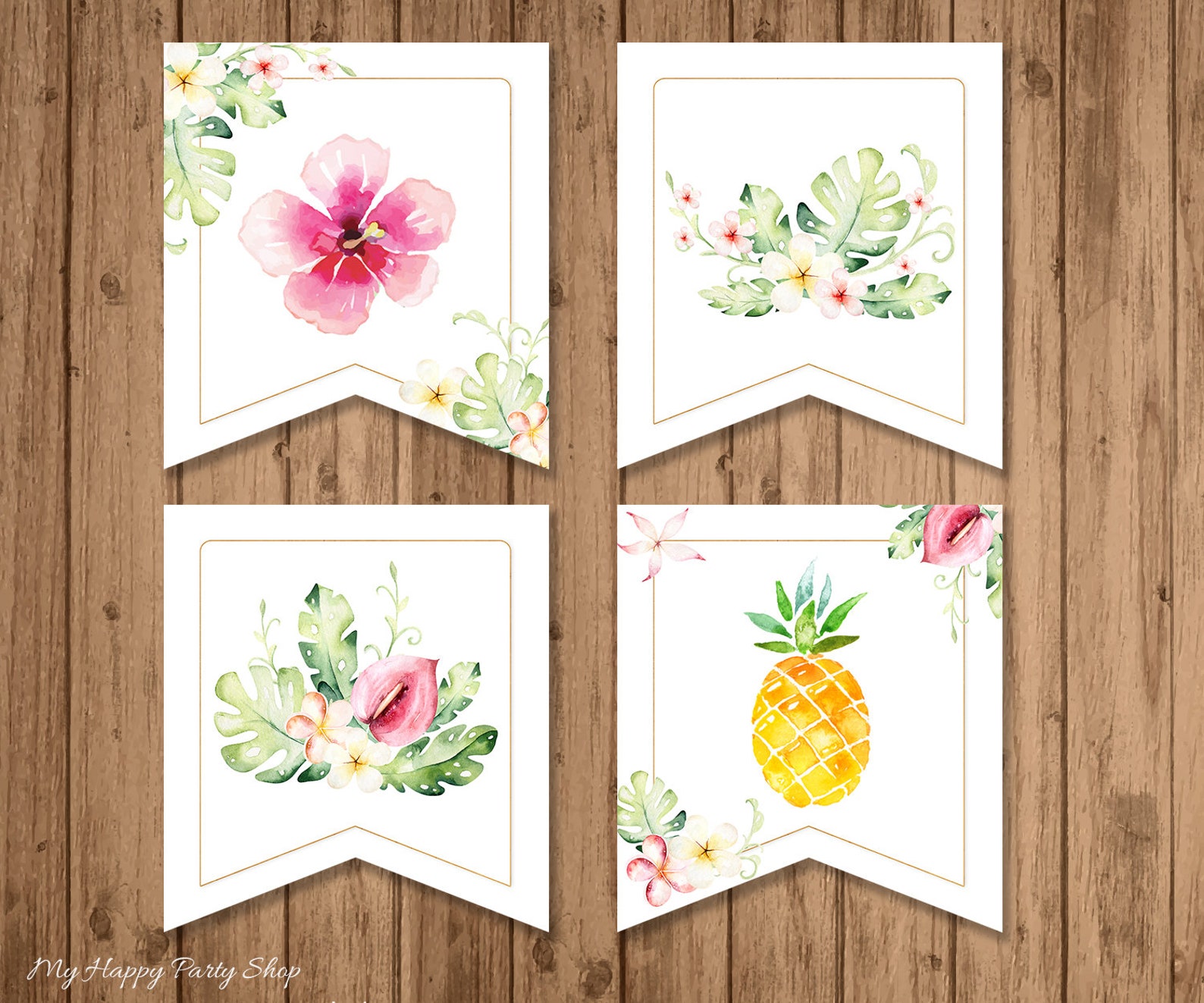 Tropical Happy Birthday Banner PRINTABLE Floral Birthday - Etsy