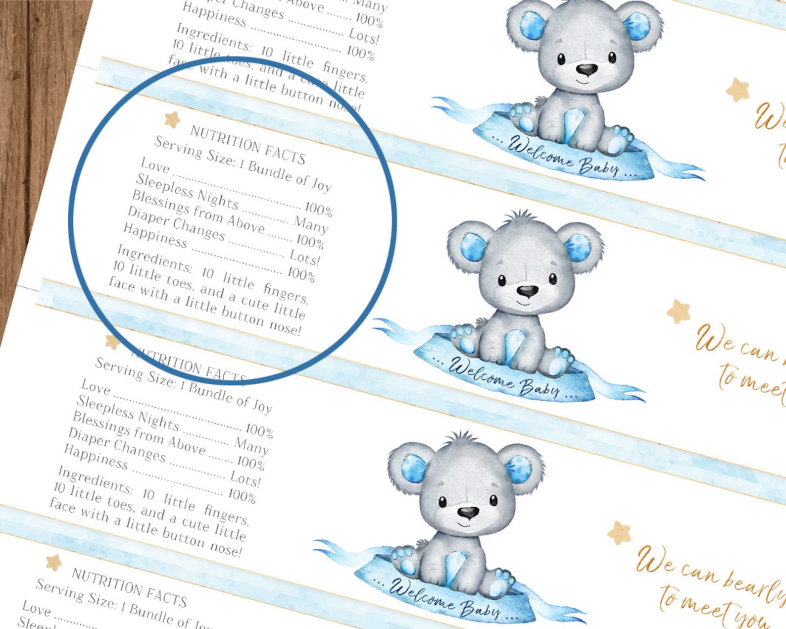 Bear Water Bottle Labels PRINTABLE Teddy Bear Baby Shower - Etsy