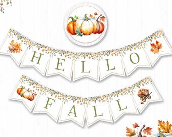 Hello Fall Banner, PRINTABLE, Welcome Fall Flag, Fall Party Decor ...