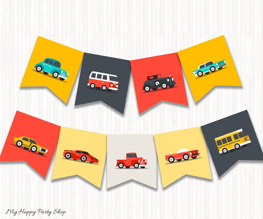 Cars and Trucks Banner, PRINTABLE, Cars Birthday, Cars Party Banner ...