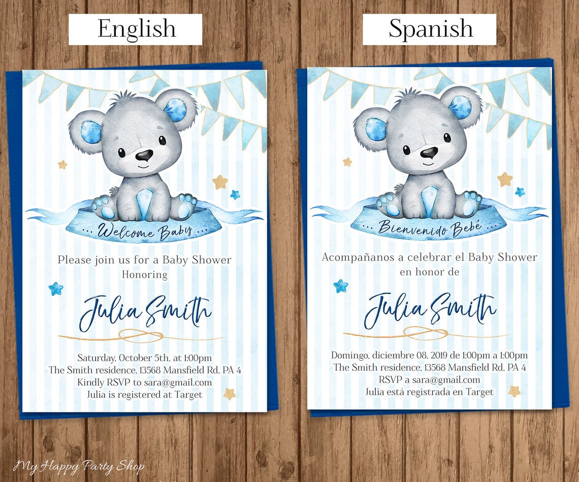 Bienvenido Bebe Banner, PRINTABLE, Spanish Baby Shower Banner, Teddy ...